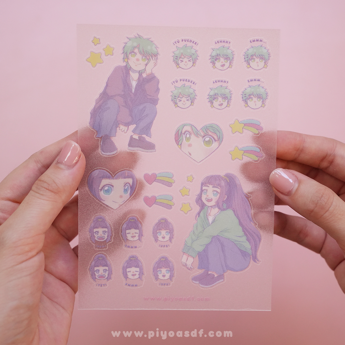 Lámina de stickers Lily y Alice (¡Con acabado glitter!) – Piyoasdf