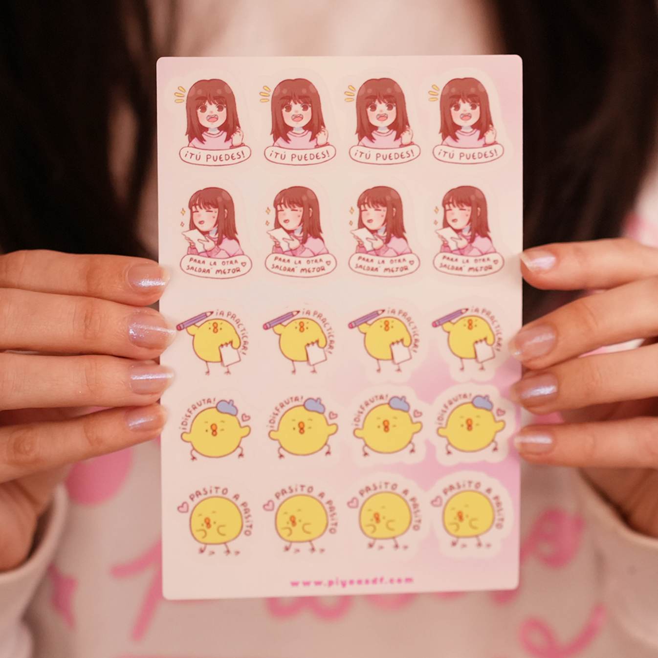 Lámina de stickers Piyo y pollito (¡Transparentes!) – Piyoasdf
