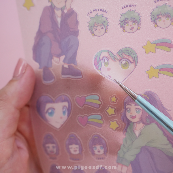 Lámina de stickers Lily y Alice (¡Con acabado glitter!) – Piyoasdf